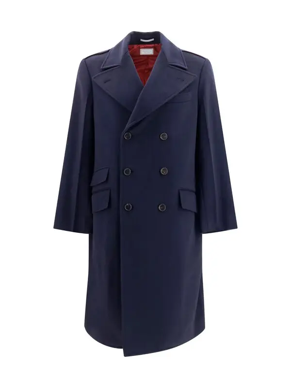 Brunello Cucinelli Double-breasted Wool Coat - Blue