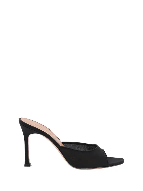 Amina Muaddi Alexa Slipper Sandals With Stiletto Heel - Black