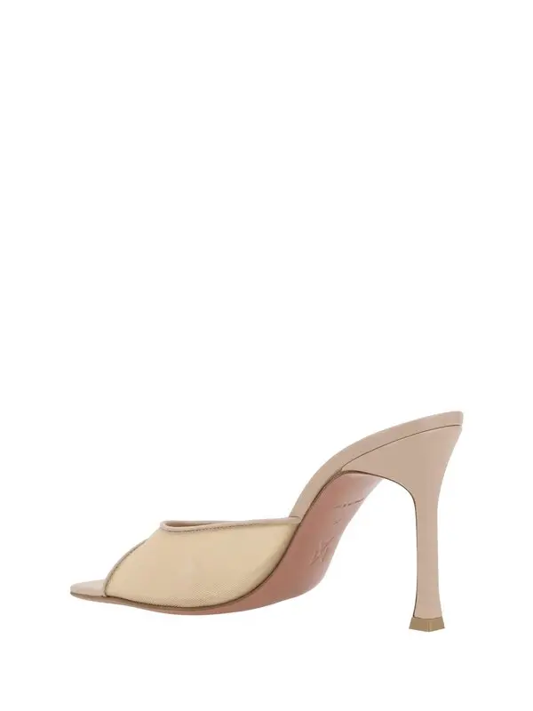 Amina Muaddi Alexa Slipper Sandals With Stiletto Heel - Cream