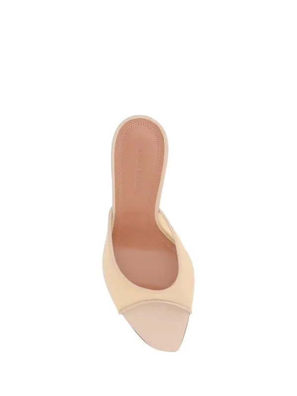 Amina Muaddi Alexa Slipper Sandals With Stiletto Heel - Cream