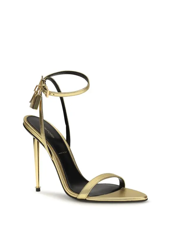 TOM FORD Lambskin Stiletto Sandals With -tone Detail - Gold