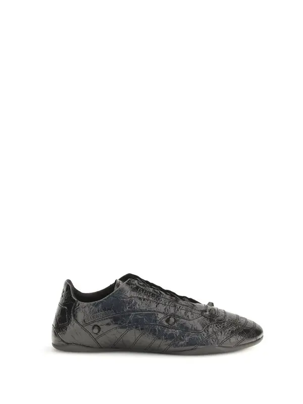 Balenciaga City Croc-effect Leather Lace-up Sneakers - Black