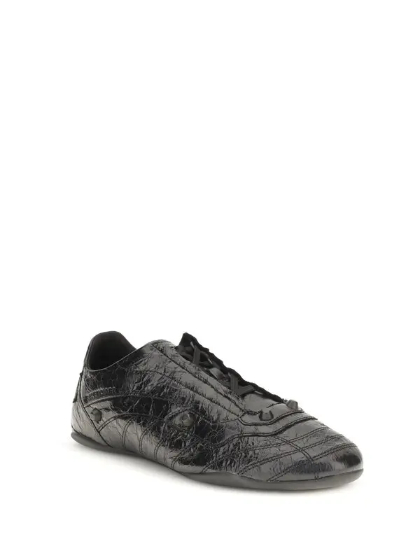 Balenciaga City Croc-effect Leather Lace-up Sneakers - Black