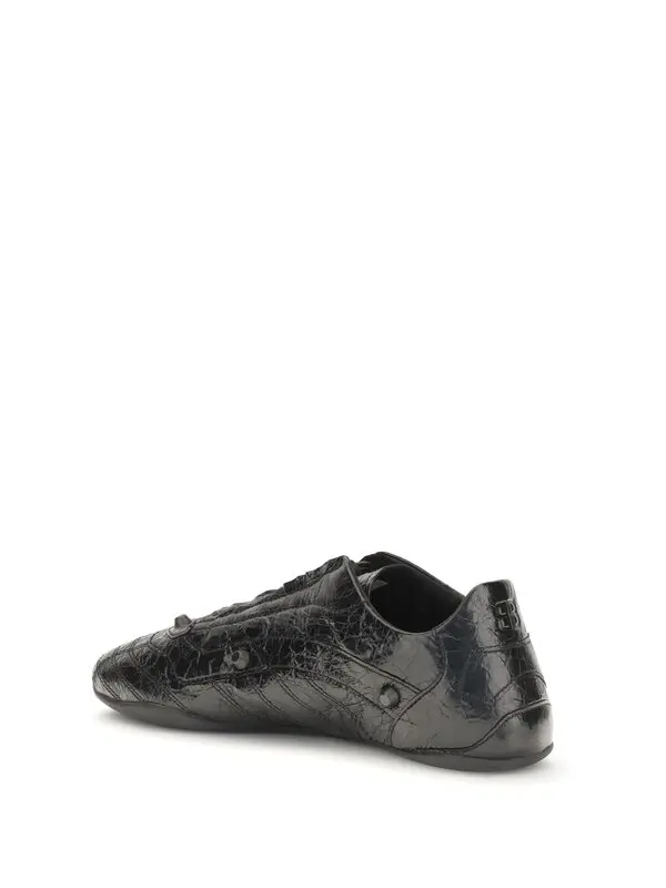 Balenciaga City Croc-effect Leather Lace-up Sneakers - Black