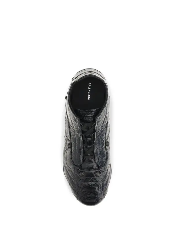 Balenciaga City Croc-effect Leather Lace-up Sneakers - Black