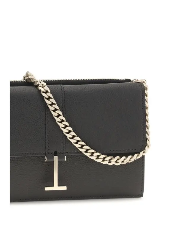 TOM FORD Chain Shoulder Bag In Grained Leather - Black
