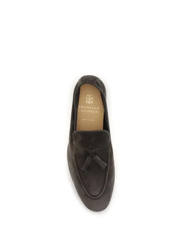 Brunello Cucinelli Soft Tassel Loafers In Suede Leather