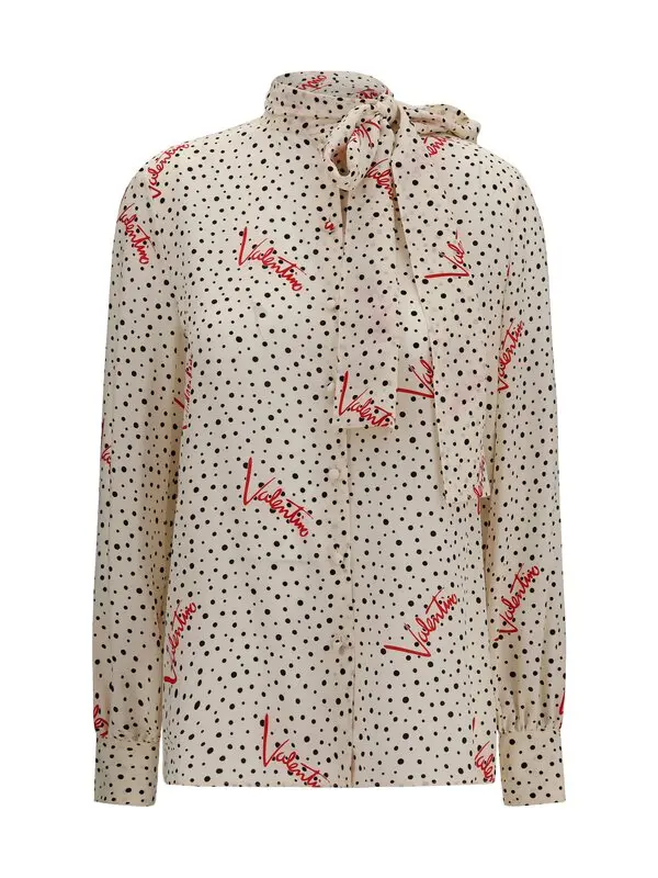 Valentino Garavani Crepe De Chine Bow-neck Shirt - Multicolor