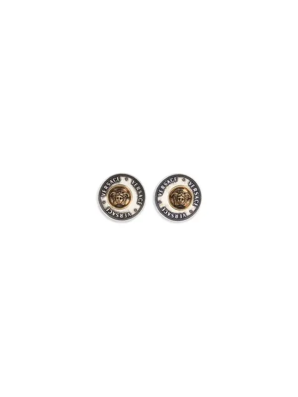 Versace Medusa Motif Coin Earrings - Gray