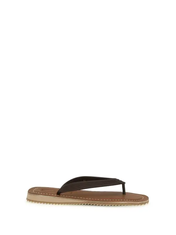 Miu Miu Flip-flop Sandals With Embossed Logo - Brown