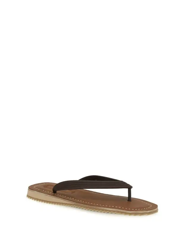 Miu Miu Flip-flop Sandals With Embossed Logo - Brown