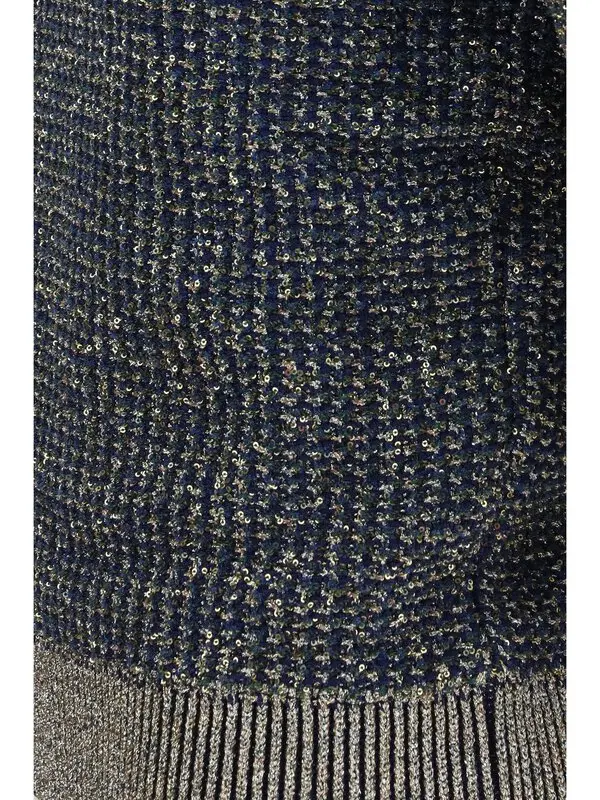 Balmain Short-sleeve Sequined Sweater With Buttons - Blue