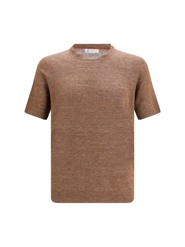 Brunello Cucinelli Linen And Cotton Crewneck T-shirt - Brown