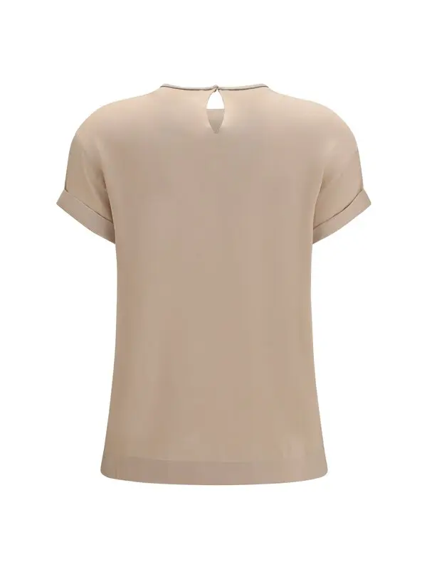 Brunello Cucinelli Silk Blouse With Monili Chain