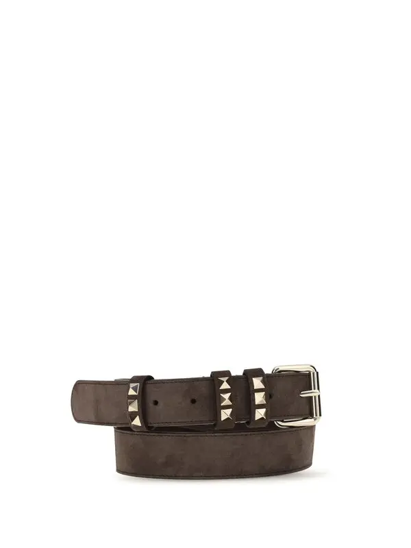 Valentino Garavani Rockstud Suede Belt - Brown