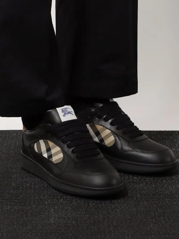 Burberry Leather Sneakers With Traditional Check Inserts - Multicolor