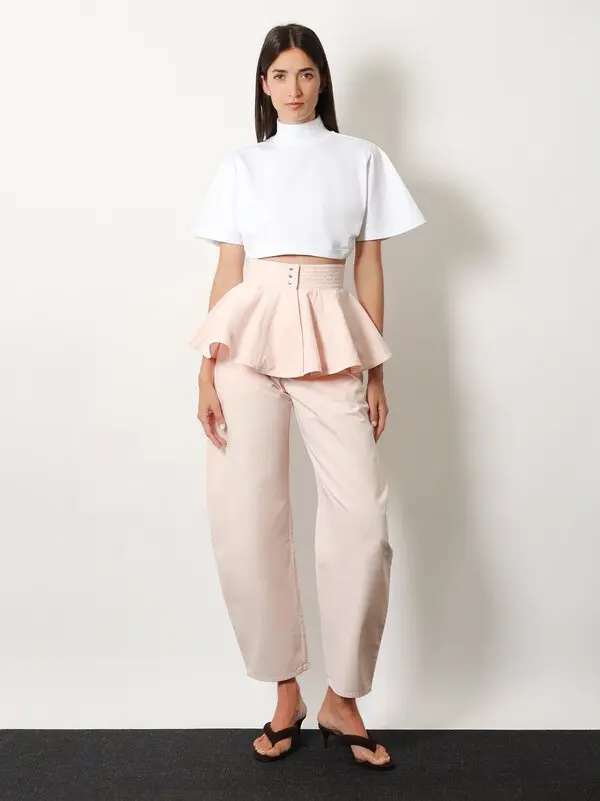 Alaïa Cropped Ribbed Cotton T-shirt - Multicolor