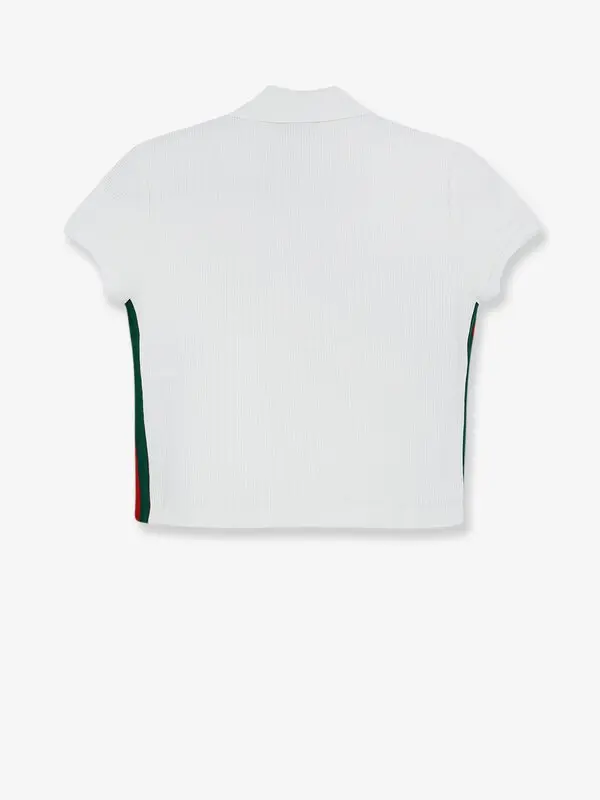 Gucci Ribbed Cotton Jersey Polo Shirt With Web Detail - White