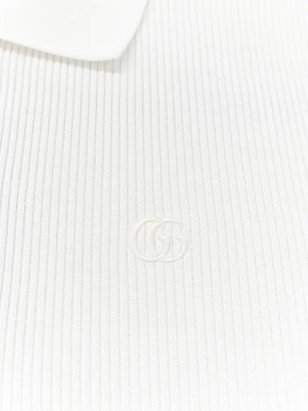Gucci Ribbed Cotton Jersey Polo Shirt With Web Detail - White