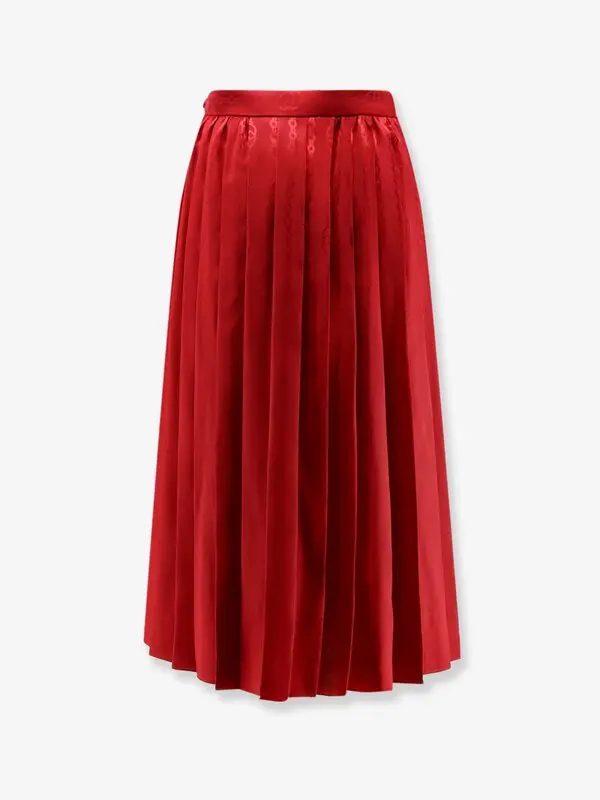 Gucci Pleated Silk Midi Skirt With Chain Motif - Multicolor