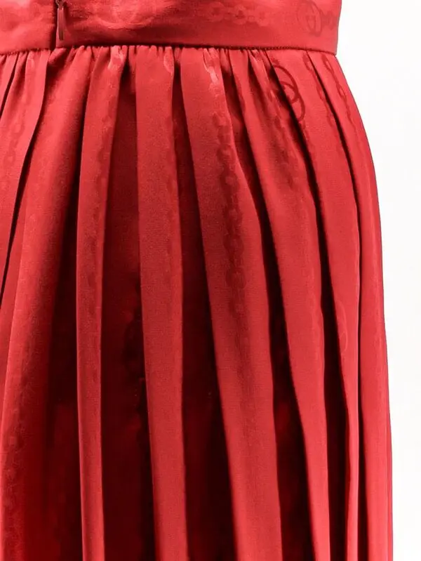 Gucci Pleated Silk Midi Skirt With Chain Motif - Multicolor