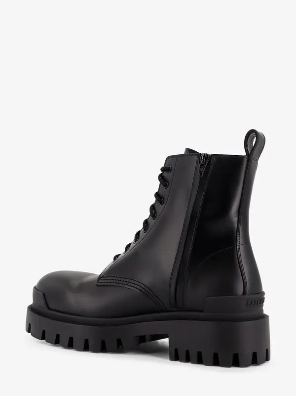 Balenciaga Leather Combat Boots With Maxi Rubber Sole - Black