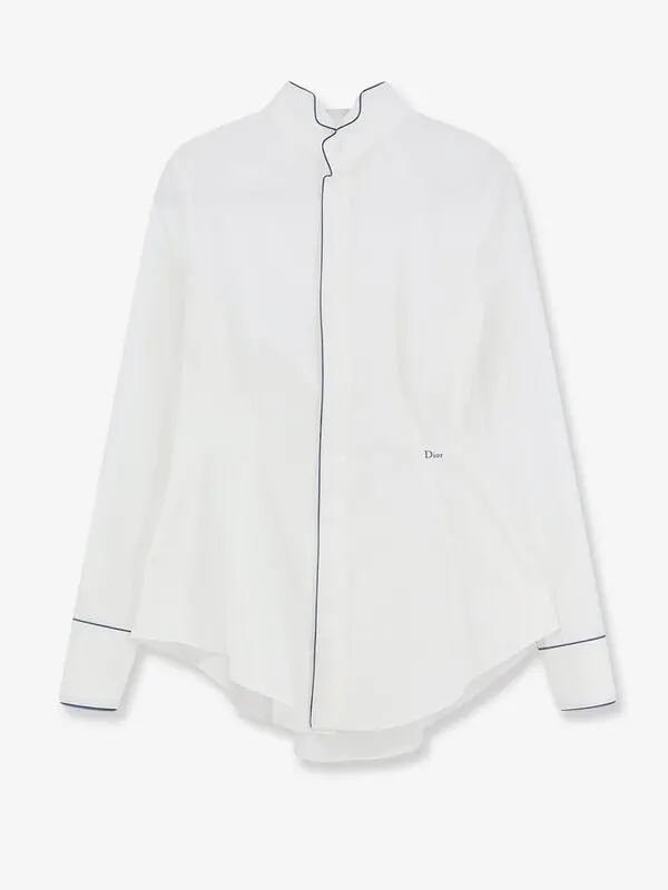 Dior Fitted Cotton Shirt With Contrasting Trim And Embroidery - Multicolor