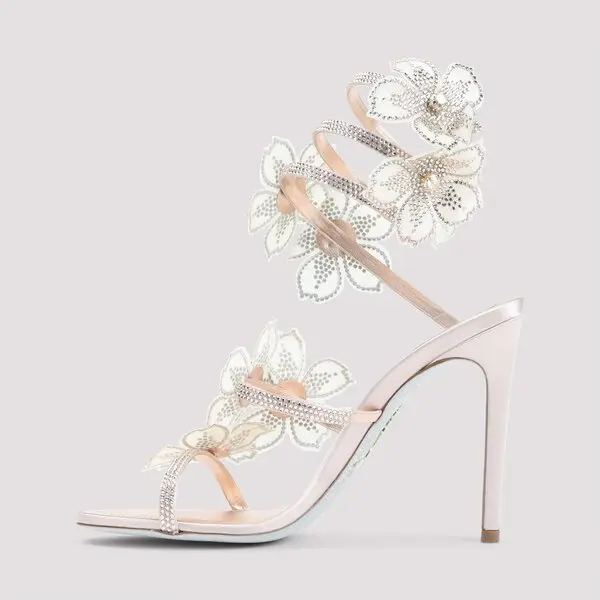 Rene Caovilla Embellished Floral High Heel Sandals