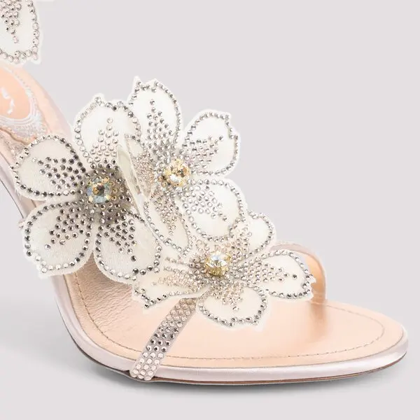 Rene Caovilla Embellished Floral High Heel Sandals