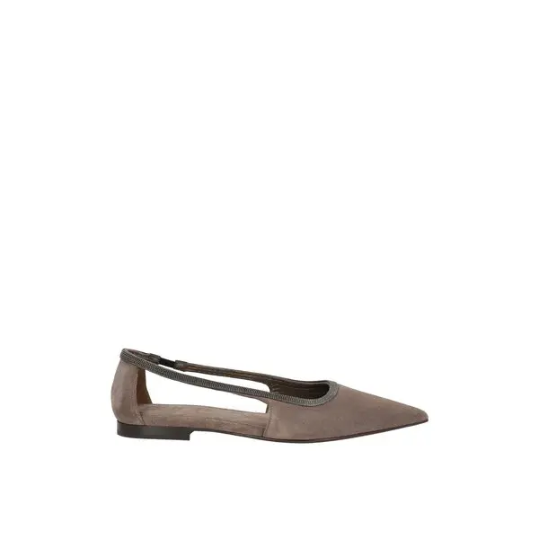 Brunello Cucinelli Suede Pointed Toe Ballet Flats