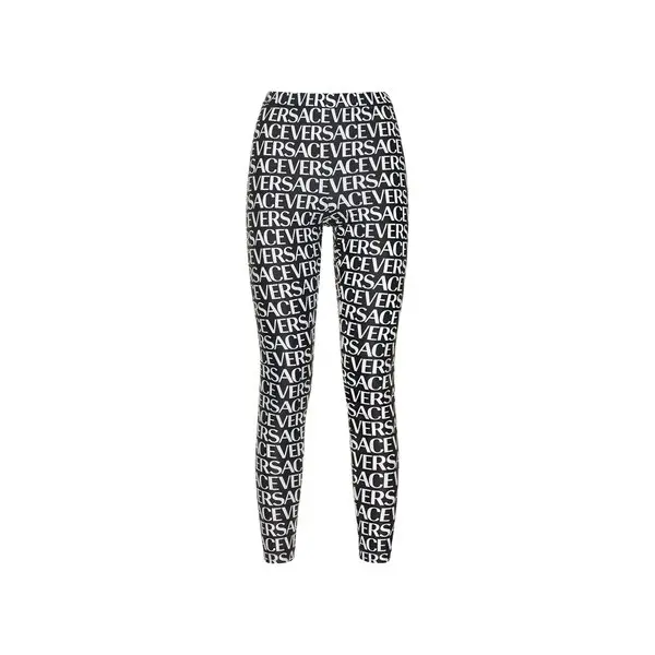 Versace Logo Print Leggings - Black