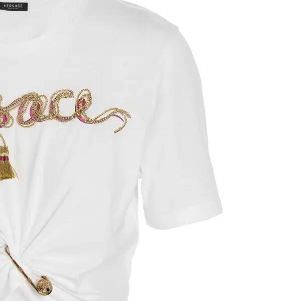 Versace Cropped T-shirt With Logo Detail