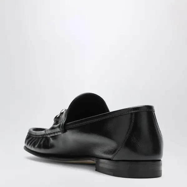 Gucci Leather Loafer With Silver Horsebit Detail - Black