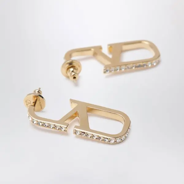 Valentino Garavani Gold-tone Vlogo Signature Earrings With Swarovski Crystals - Silver