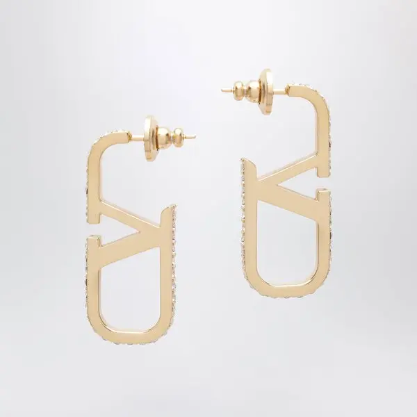 Valentino Garavani Gold-tone Vlogo Signature Earrings With Swarovski Crystals - Silver