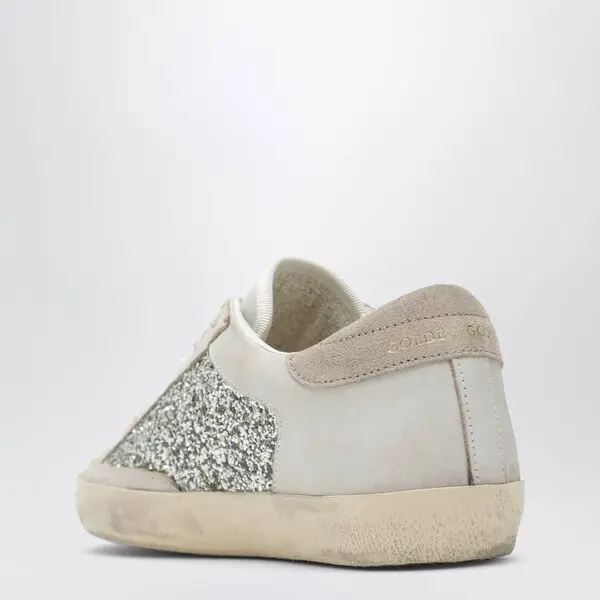 GOLDEN GOOSE White/platinum Glitter Super-star Sneakers - Silver