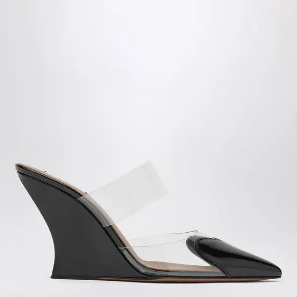 Alaïa Patent Leather Le Coeur Wedge Mules - Black