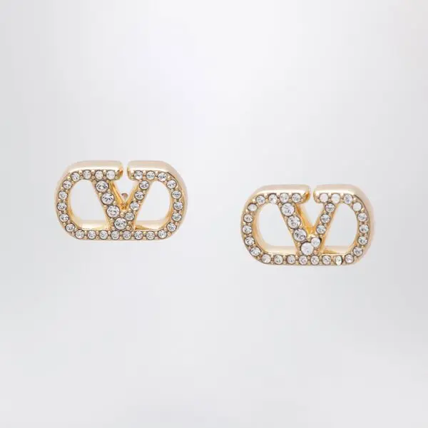 Valentino Garavani Gold-tone Vlogo Signature Earrings With Swarovski Crystals - Silver