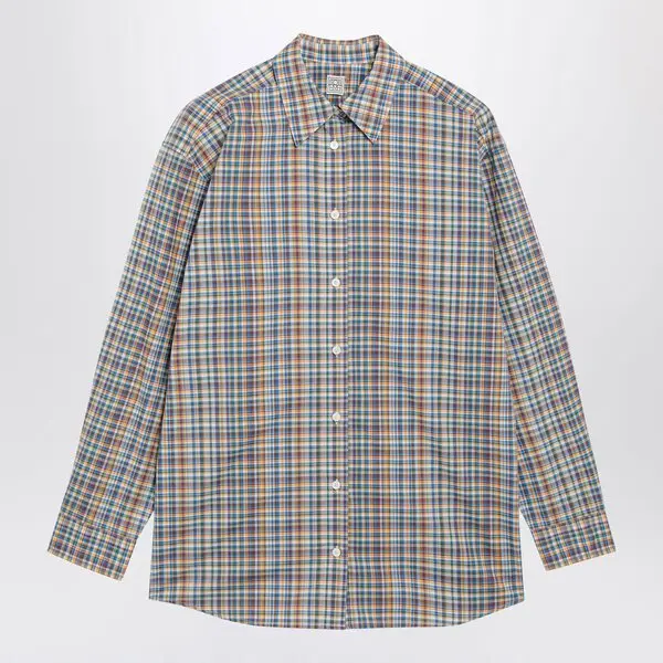 TOTEME Oversized Checked Organic Cotton Shirt - Blue