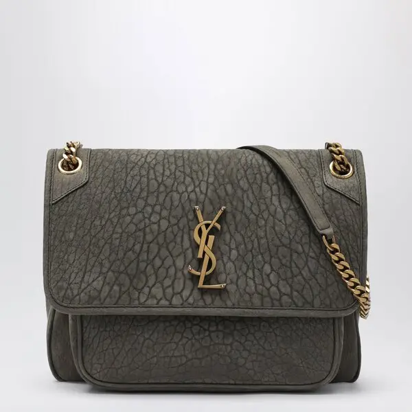 Saint Laurent Niki Crossbody Bag In Lambskin Leather - Gray
