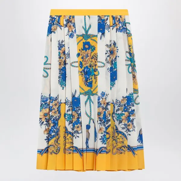 Gucci Pleated Midi Skirt With Flora Print - Yellow