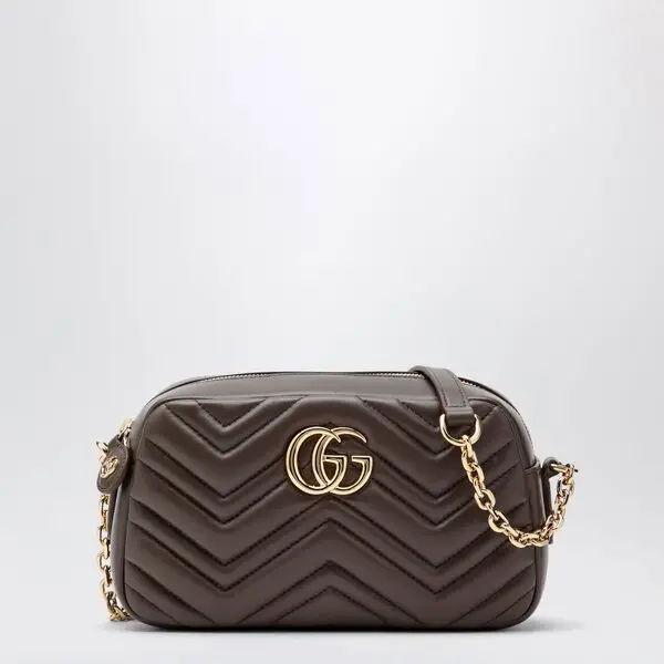 Gucci Small Gg Marmont Camera Bag In Nappa Leather - Brown