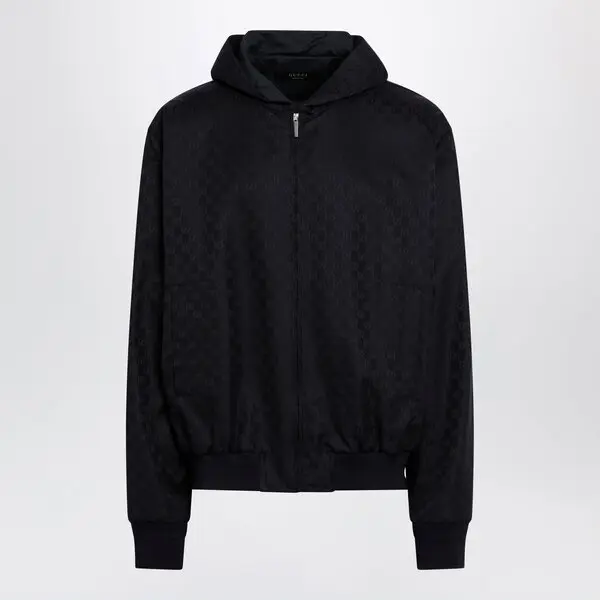 Gucci Ultramarine Gg Cotton Canvas Zip Hooded Jacket