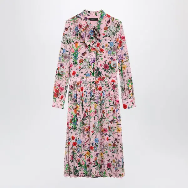 Gucci Flora Print Silk Shirt Dress - Multicolor