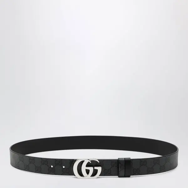 Gucci Reversible Gg Marmont Belt In Gg Canvas And Leather - Black