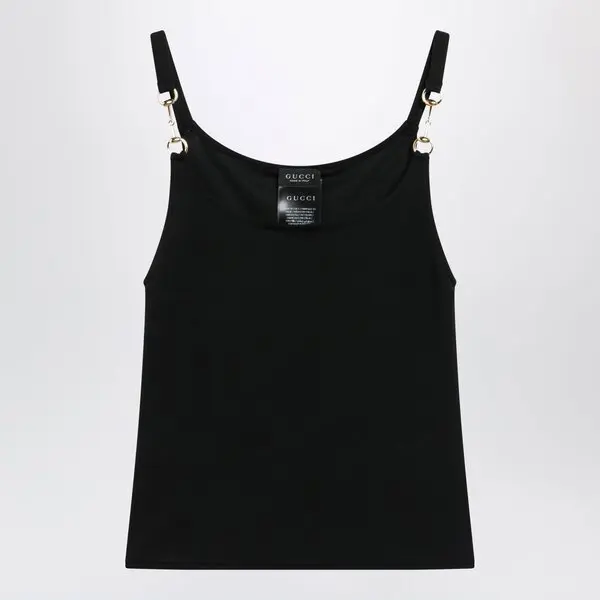 Gucci Viscose Crêpe Jersey Top With Horsebit Detail - Black