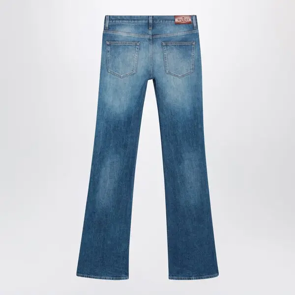 Gucci Low-rise Flare Jeans With Horsebit Detail - Blue