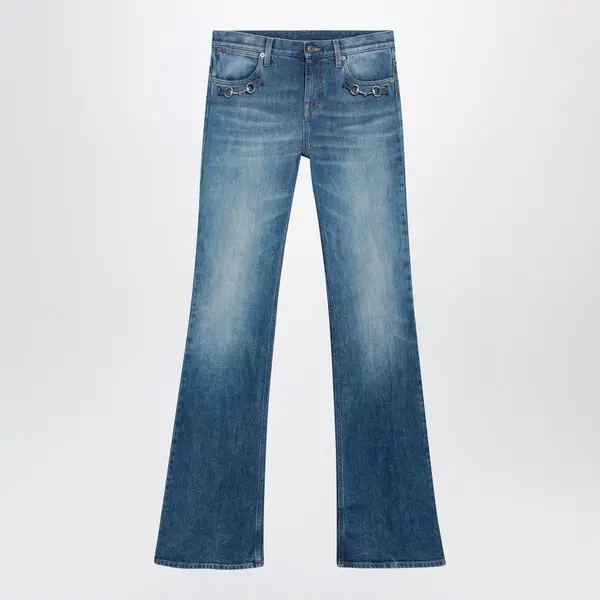 Gucci Low-rise Flare Jeans With Horsebit Detail - Blue