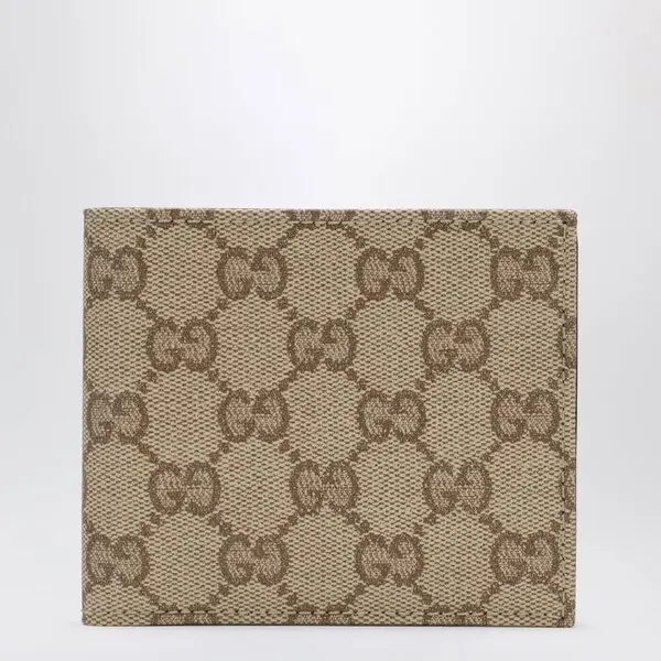 Gucci Essence Classic Bi-fold Wallet In Sand Beige Gg Canvas - Cream