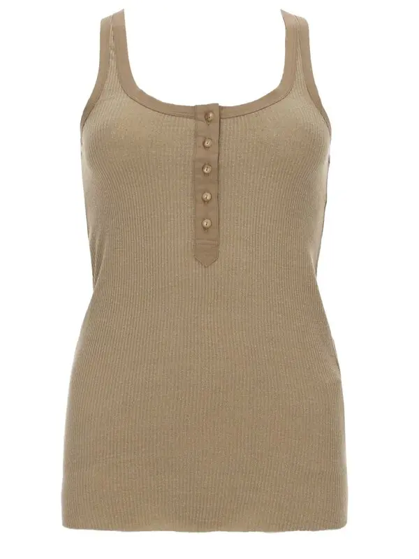 Isabel Marant Étoile Helma Ribbed Henley Tank - Brown